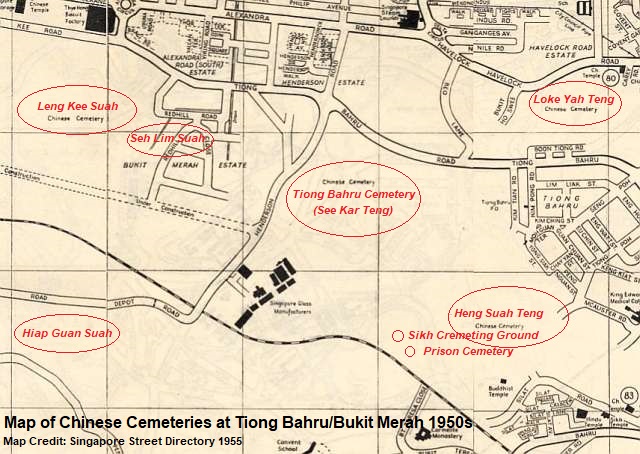 tiong bahru bukit merah chinese cemetery map 1955 | Remember Singapore